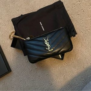 Saint Laurent | Accessories | Black And Gold Ysl Keychain Purse | Poshmark